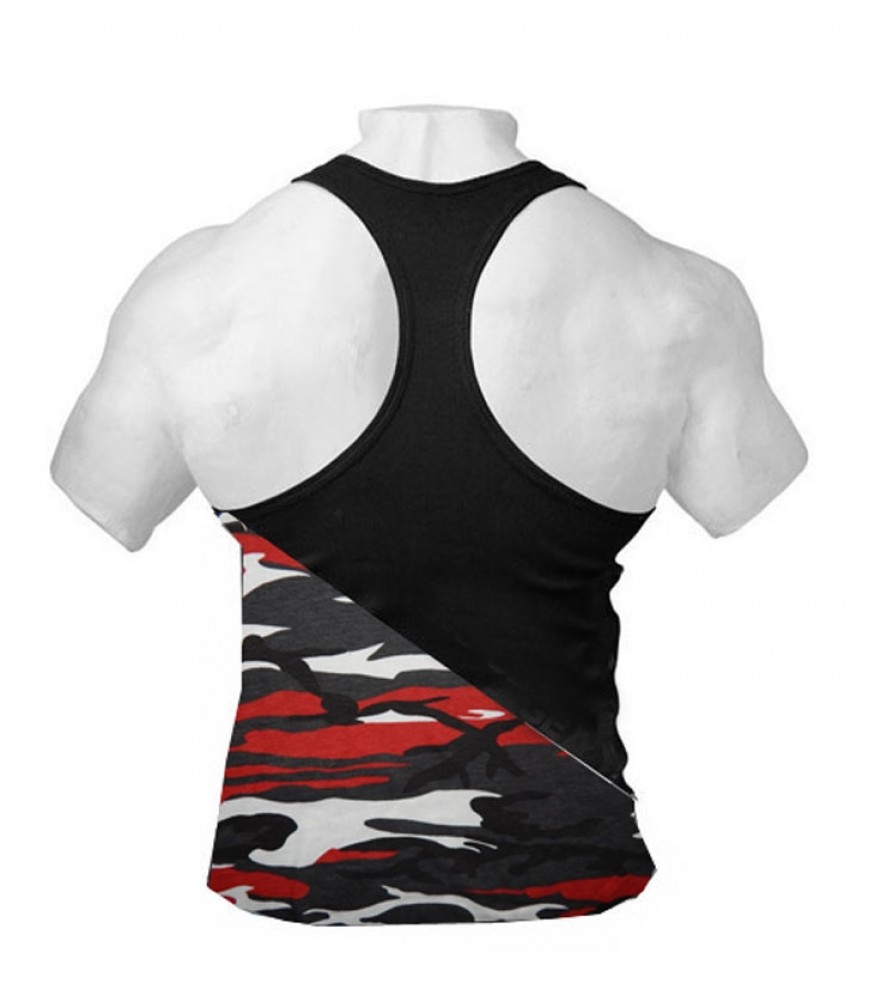 Tank Top black raw style red camo