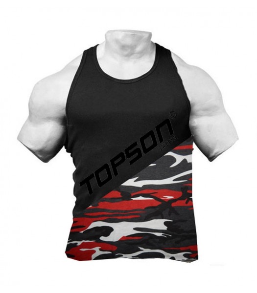 Tank Top black raw style red camo